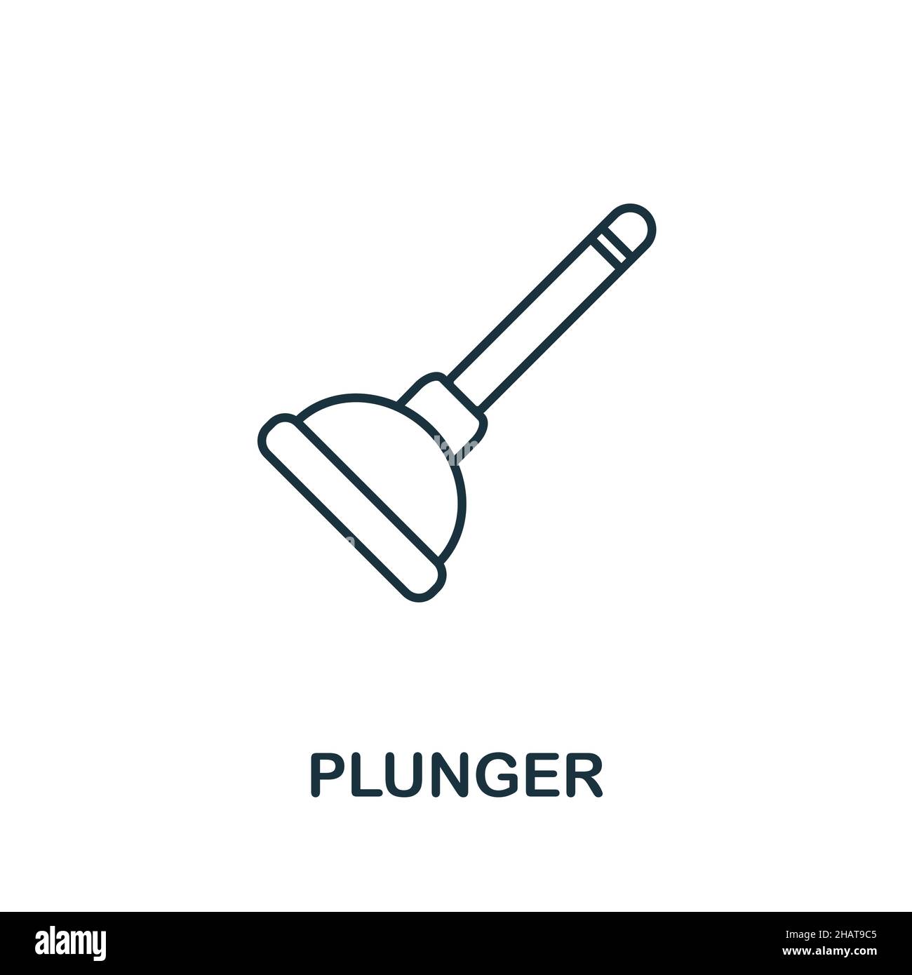 Plunger icon. Line element from bathroom collection. Linear Plunger ...