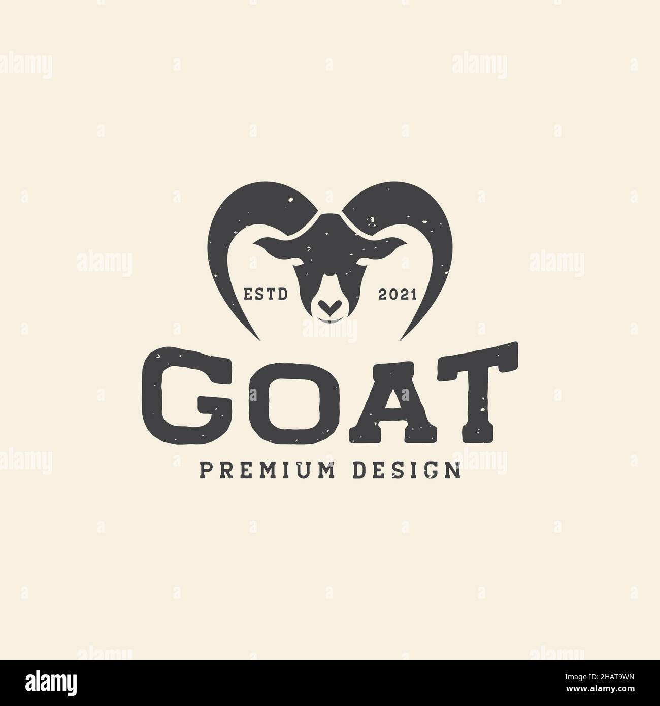 vintage head mount goats logo symbol icon vector graphic design ...