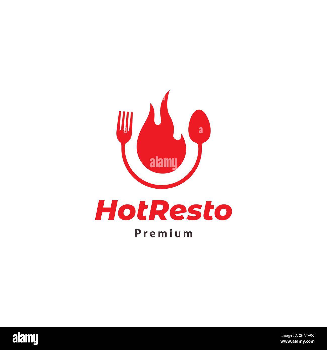 spoon with fork and fire red logo symbol icon vector graphic design ...