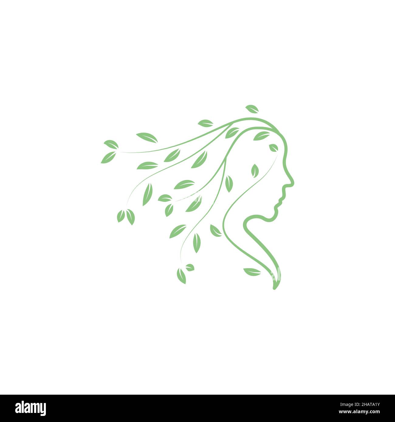 side face woman with leaf vines logo symbol icon vector graphic design ...