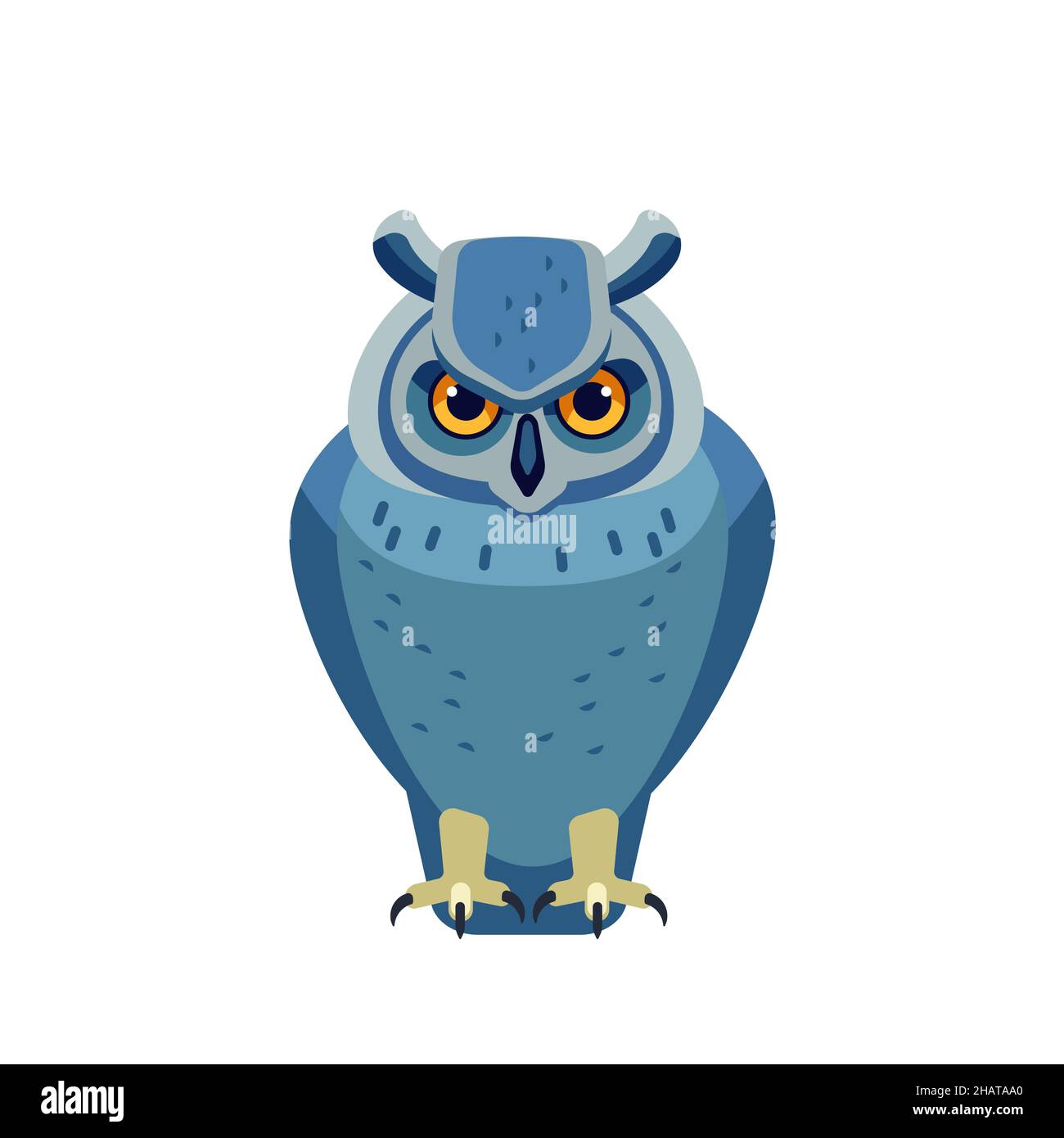 Happy Cartoon Horned Owl