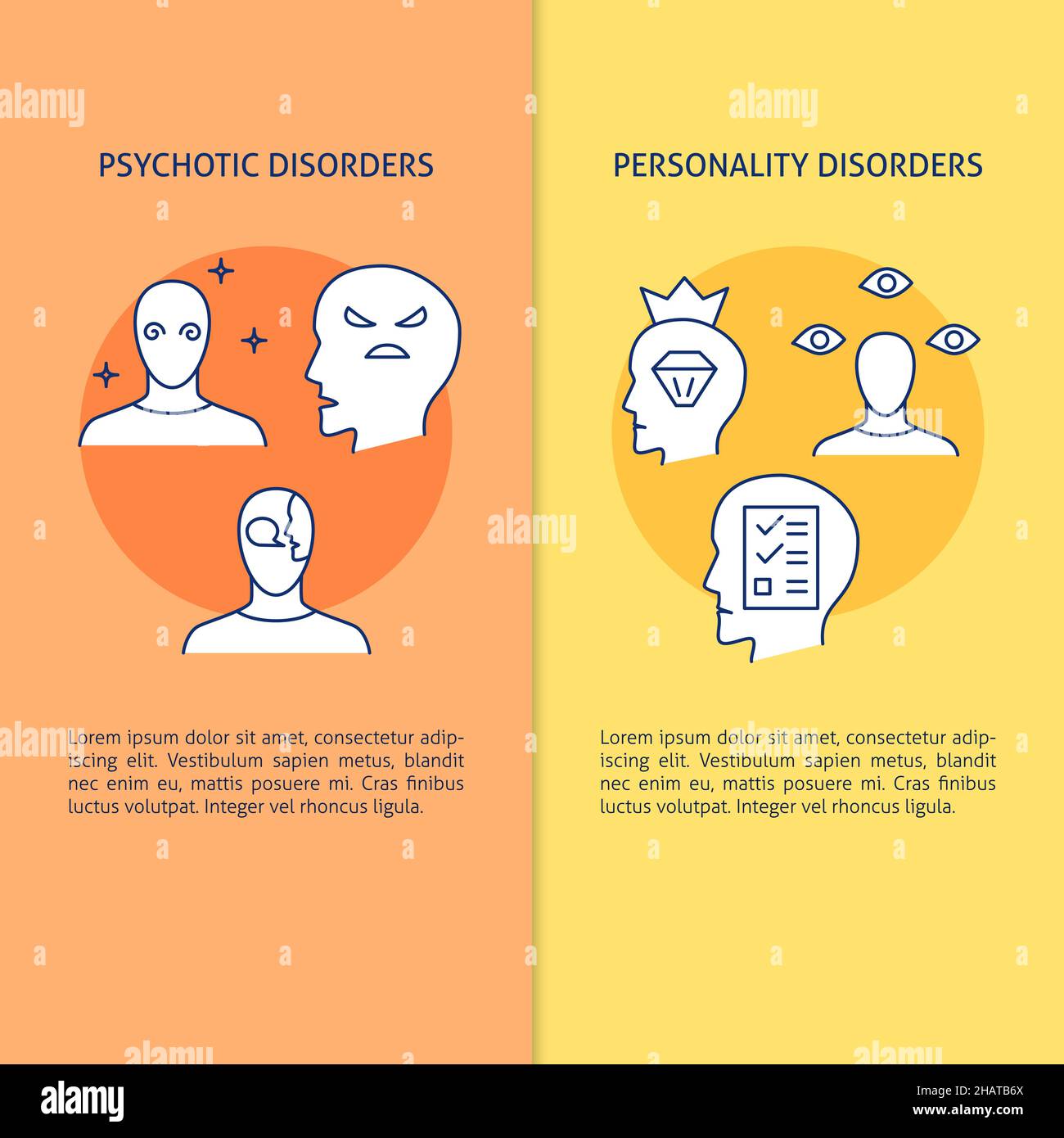 Flyers with psychotic and personality disorder symbols. Mental illness ...