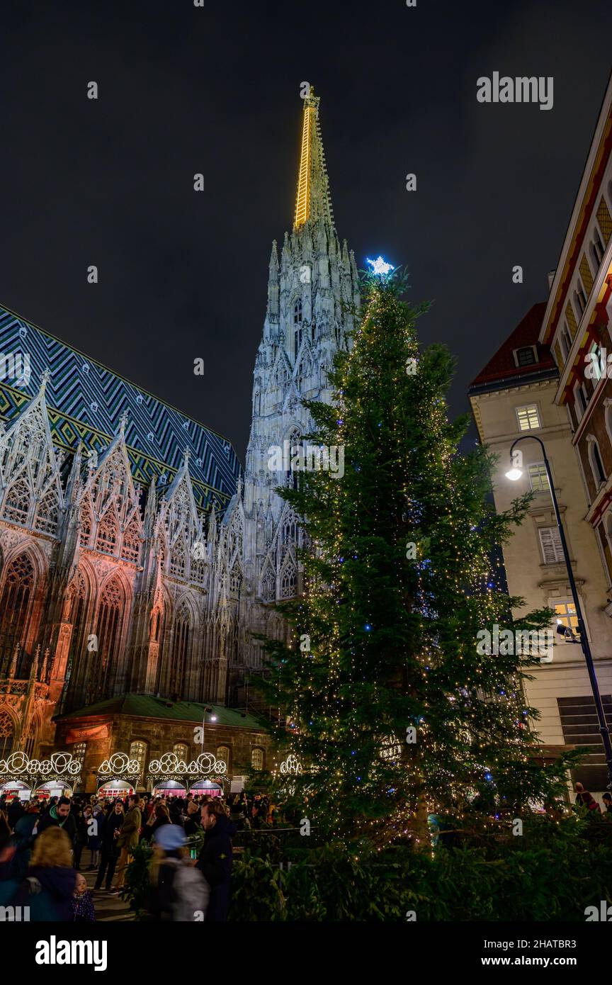 vienna, austria, 14 dez 2021, advent market at the place stephanspaltz ...