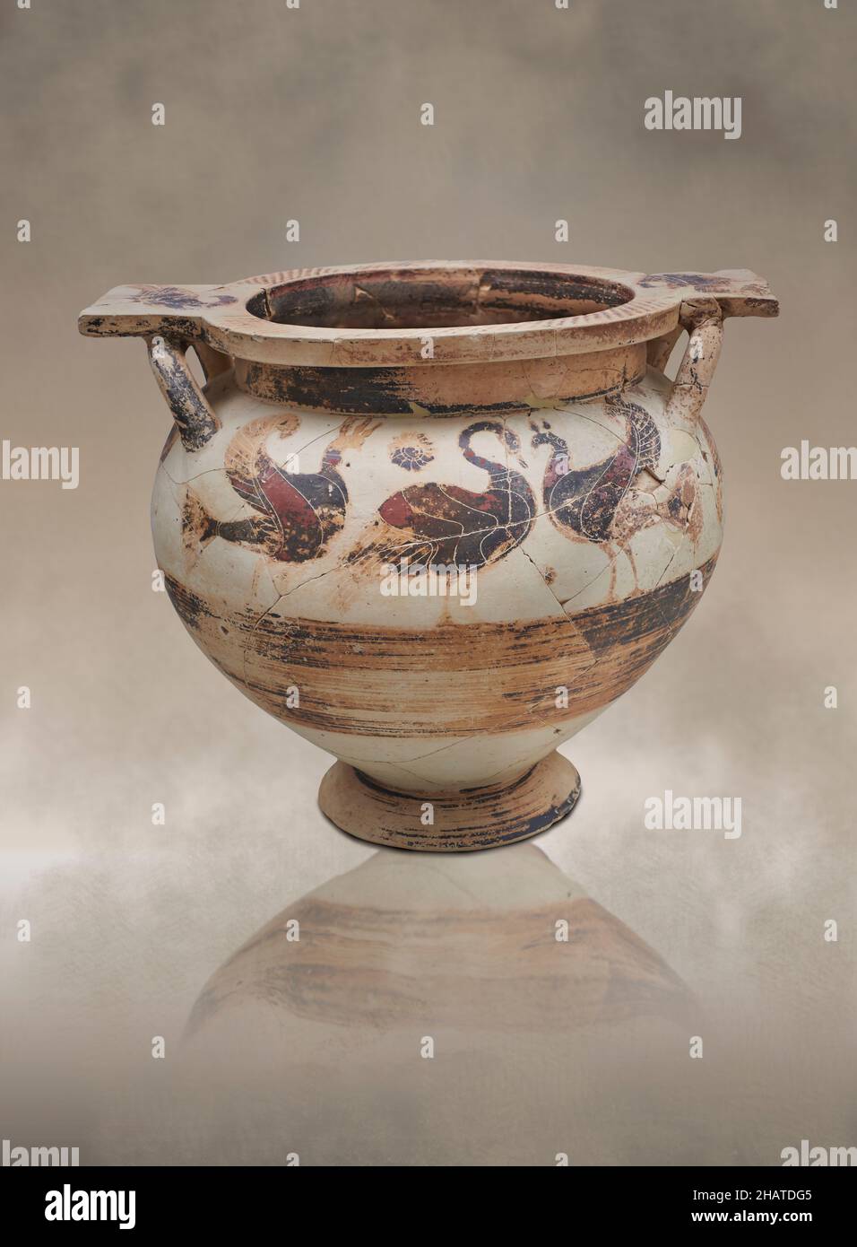 Ancient Greek Corinthian style pottery Krater decorated with birds, 6th ...