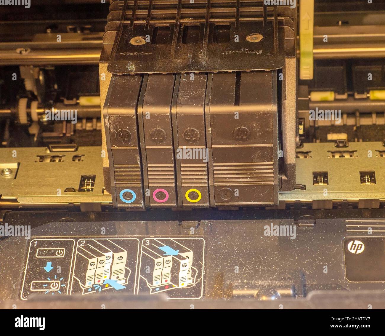 Ink Cartridges inside a printer Stock Photo - Alamy