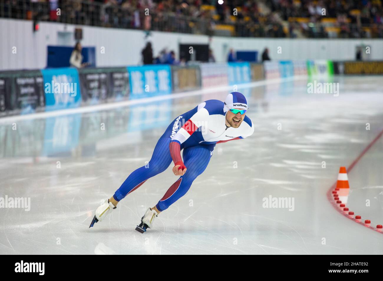 ISU European Speed Skating Championships. Athlete on ice. Classic speed ...