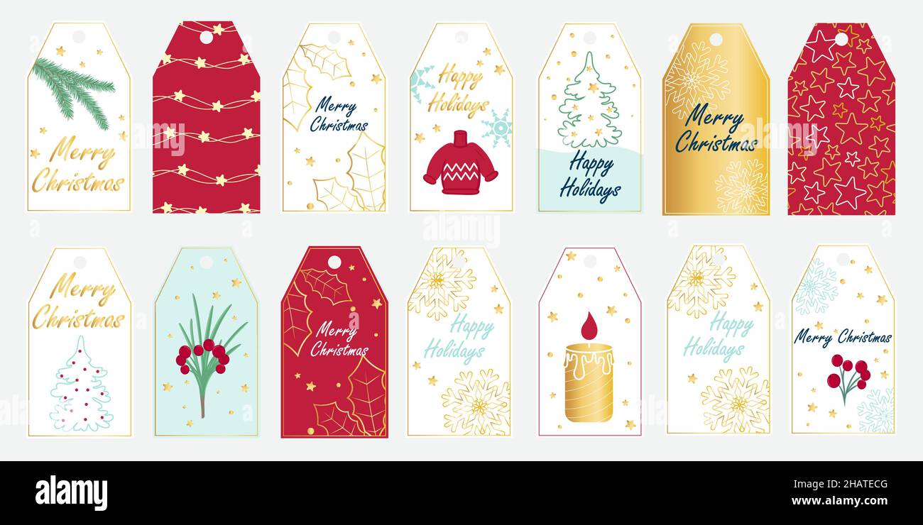 Christmas tag printable set isolated vector illustration Stock Vector ...