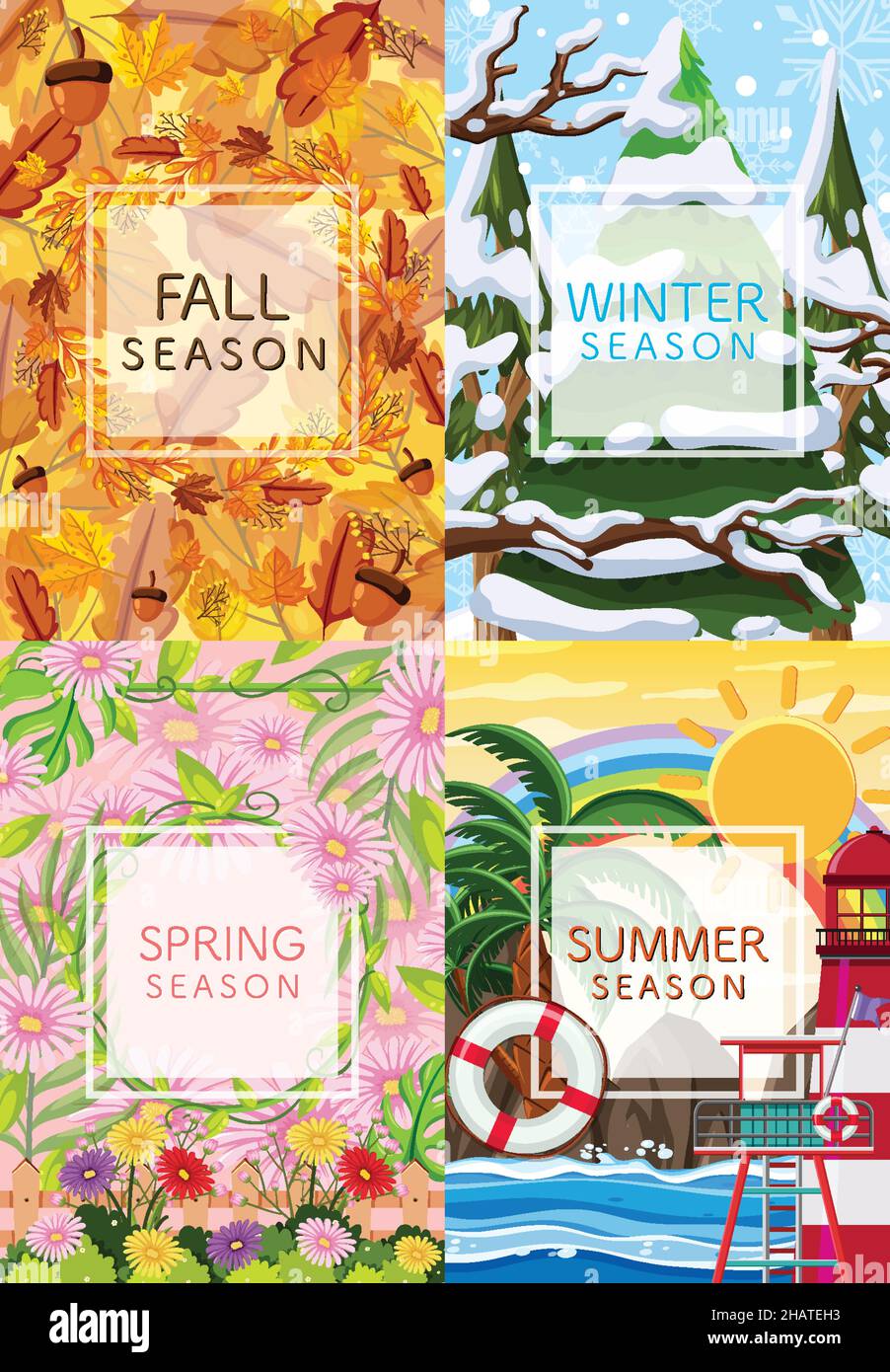 Four Seasons Typographic Posters illustration Stock Vector Image & Art ...
