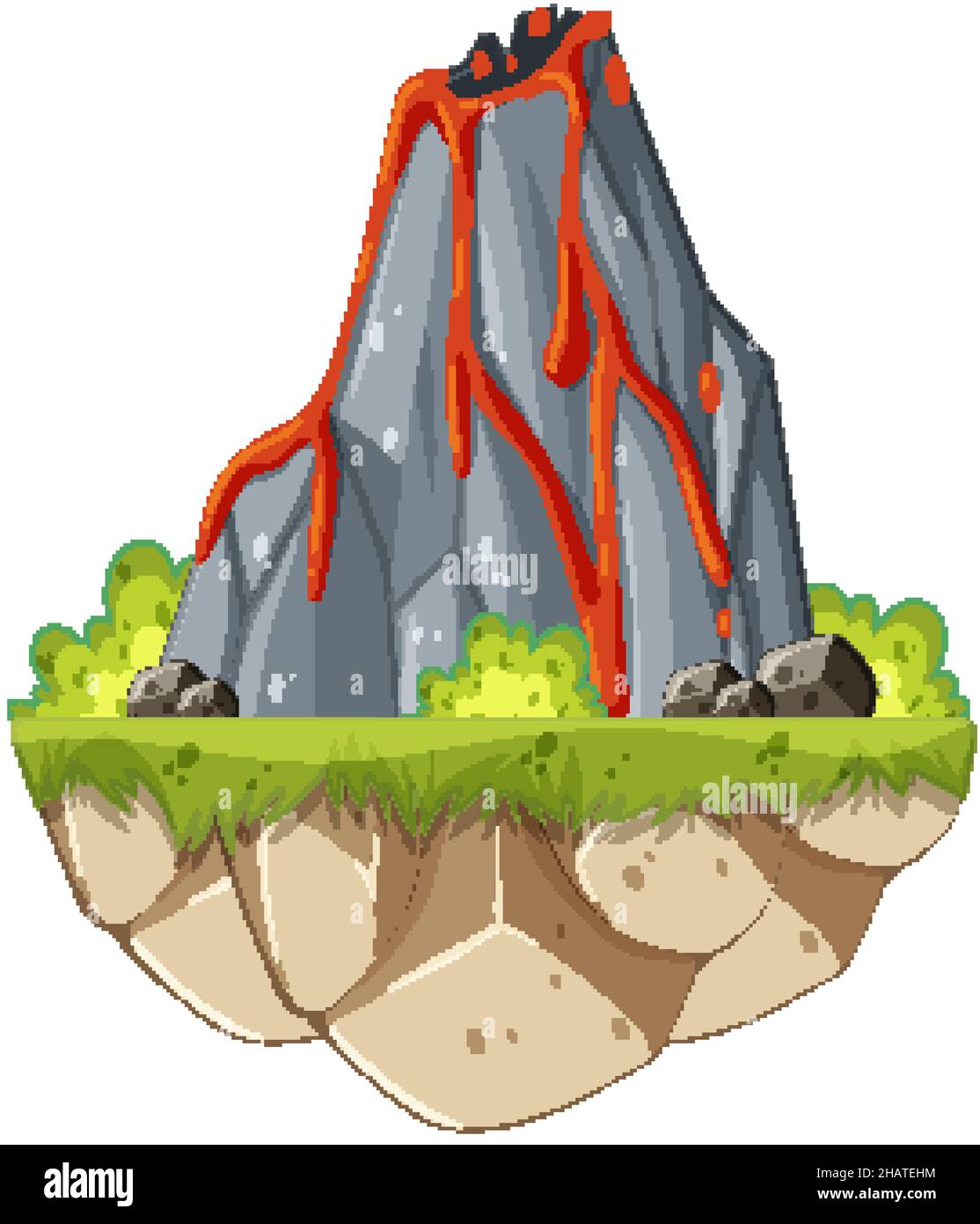 Volcano with lava in cartoon style illustration Stock Vector Image ...