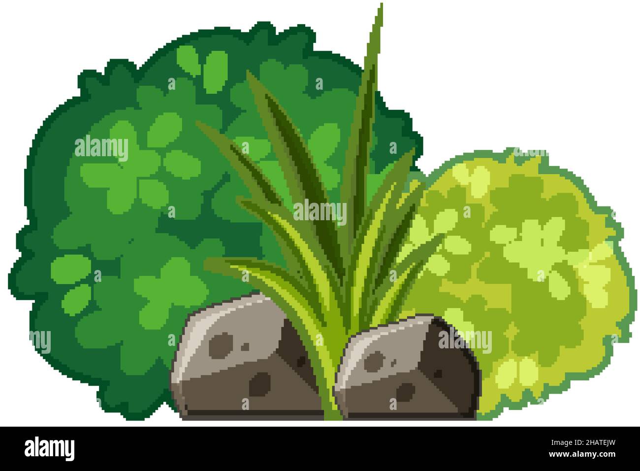 Green grass in cartoon style with stone illustration Stock Vector Image ...