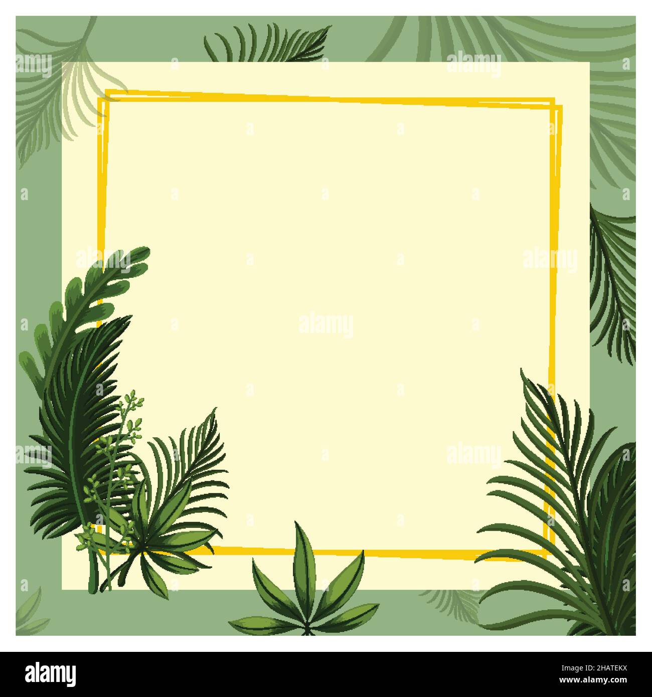 Square frame of tropical foliage template illustration Stock Vector ...