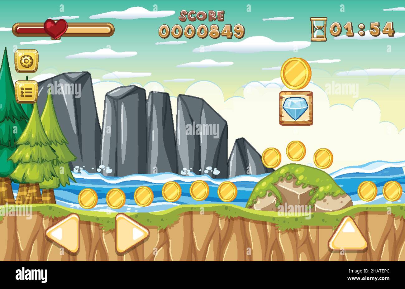 A Game Template Forest Scene illustration Stock Vector Image & Art - Alamy