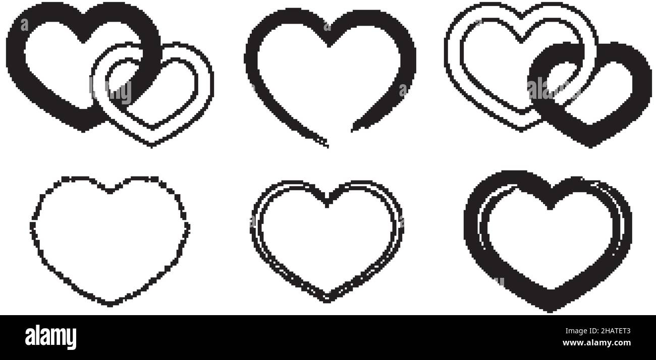 Different doodle hearts set illustration Stock Vector Image & Art - Alamy