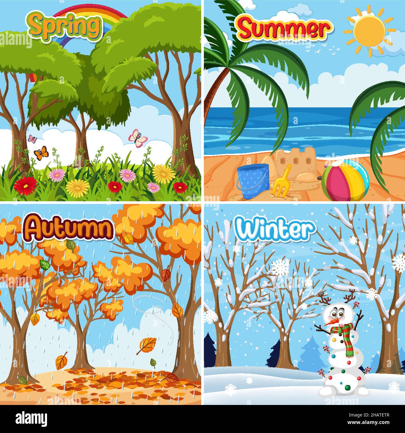 Different four seasons posters illustration Stock Vector Image & Art ...