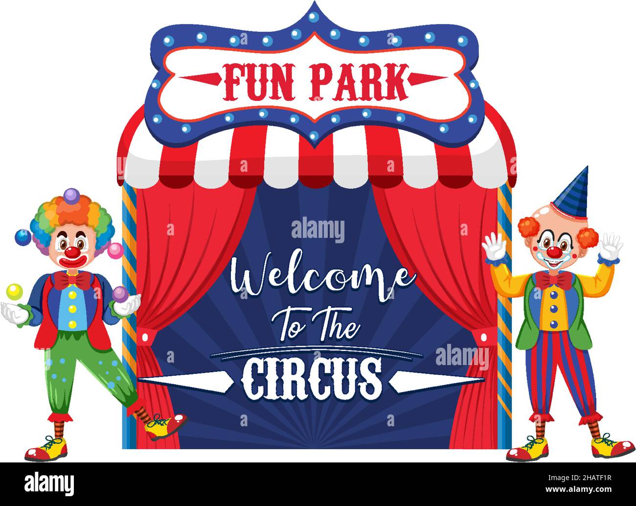 Welcome to the circus banner with clown performance illustration Stock ...
