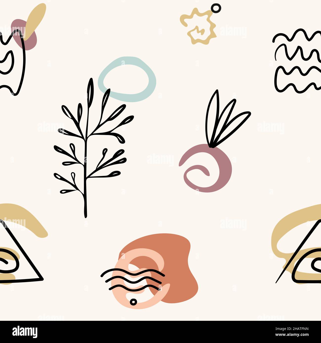 Seamless pattern with abstract hand drawn doodle various shapes, lines ...