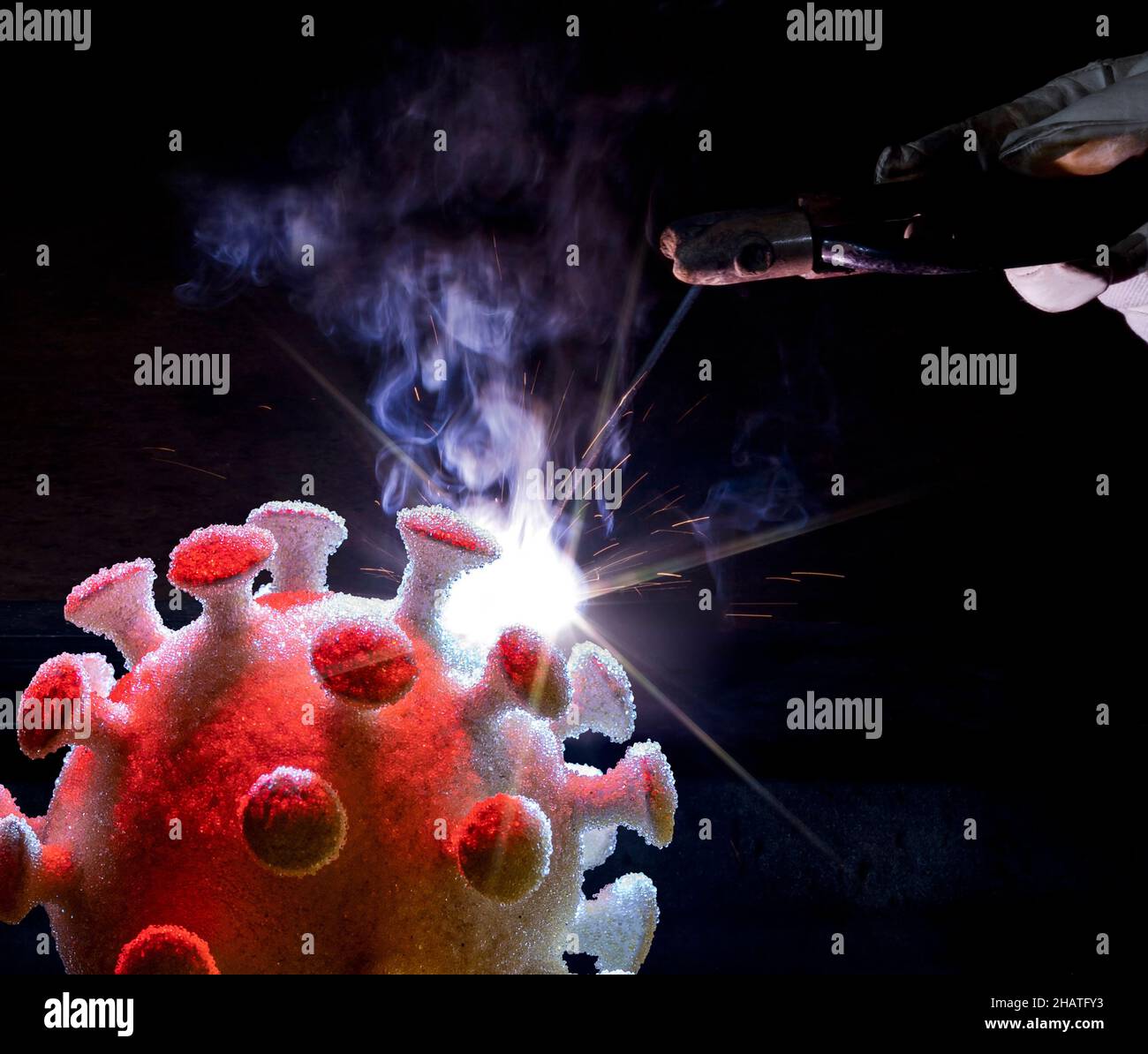 symbolic scenery showing genetic engineering of a symbolic virus in ...