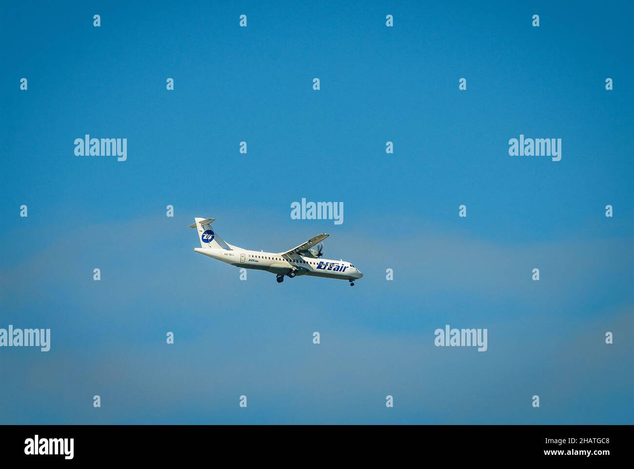 2021: landing passenger propeller airplane ATR-72 of the Russian ...