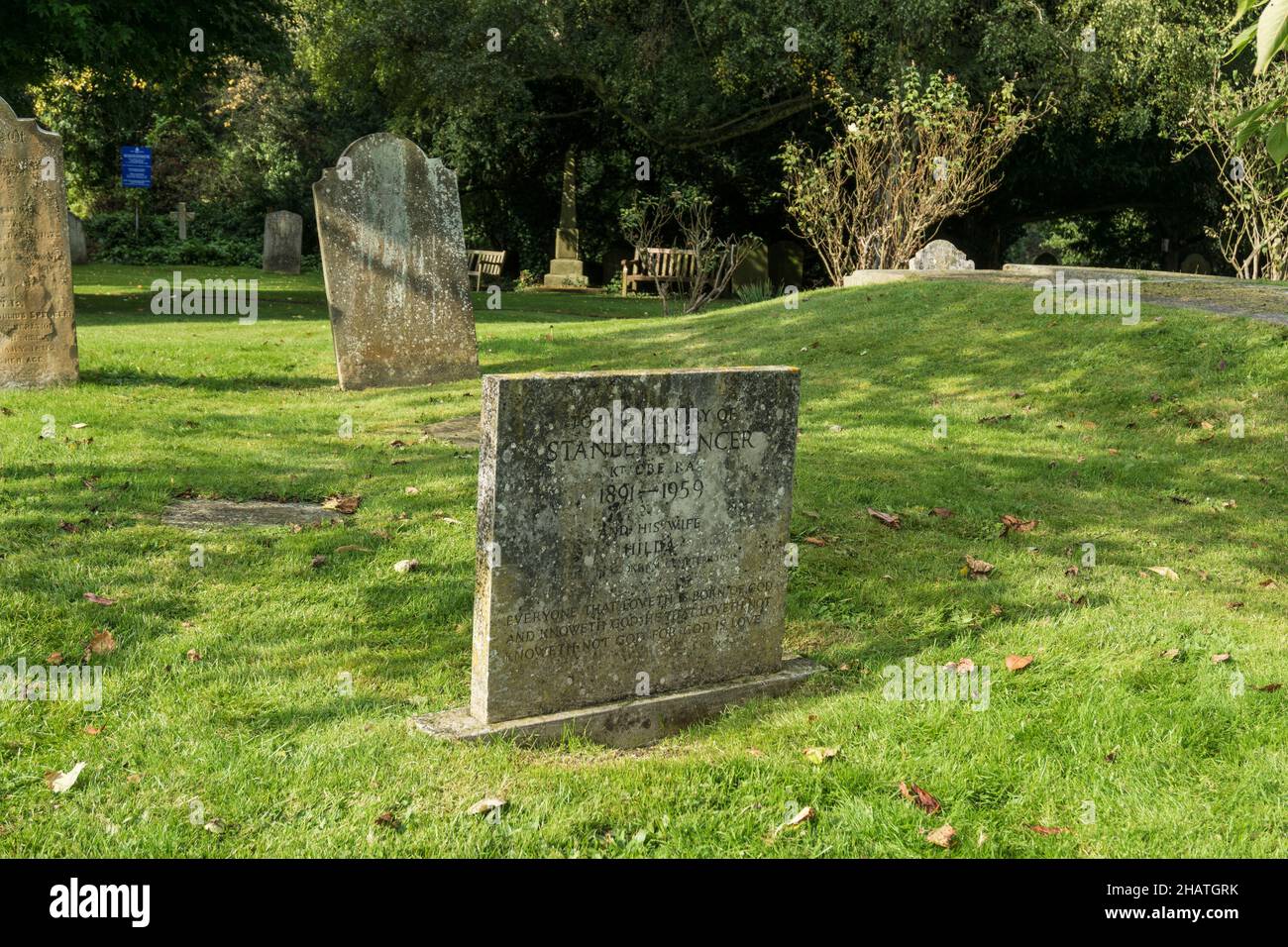 Gravestone of the artist Stanley Spencer in the churchyard of Holy ...