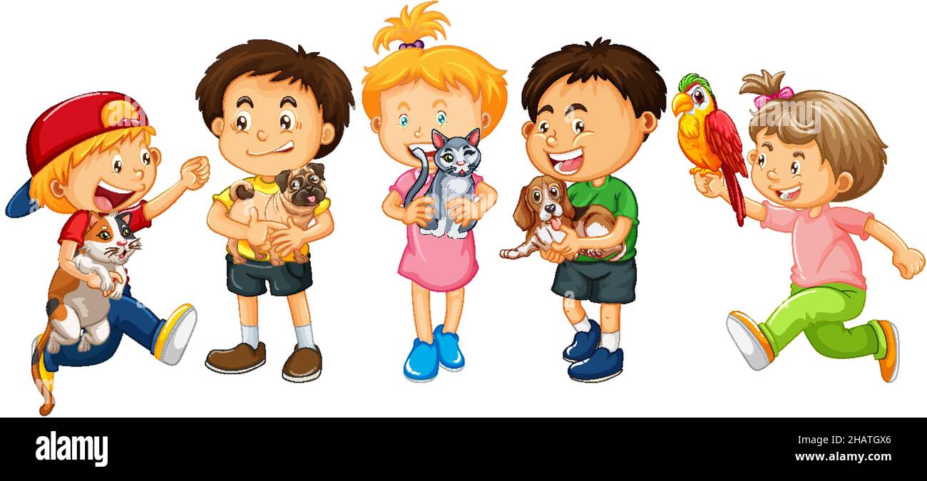 Group of children cartoon character illustration Stock Vector Image ...