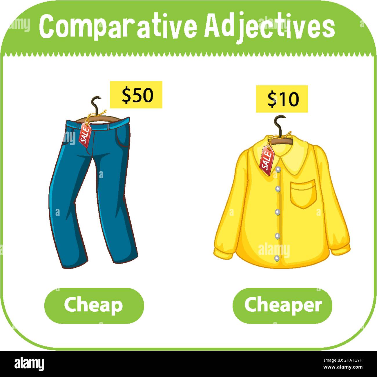 Comparative Adjectives for word cheap illustration Stock Vector Image ...