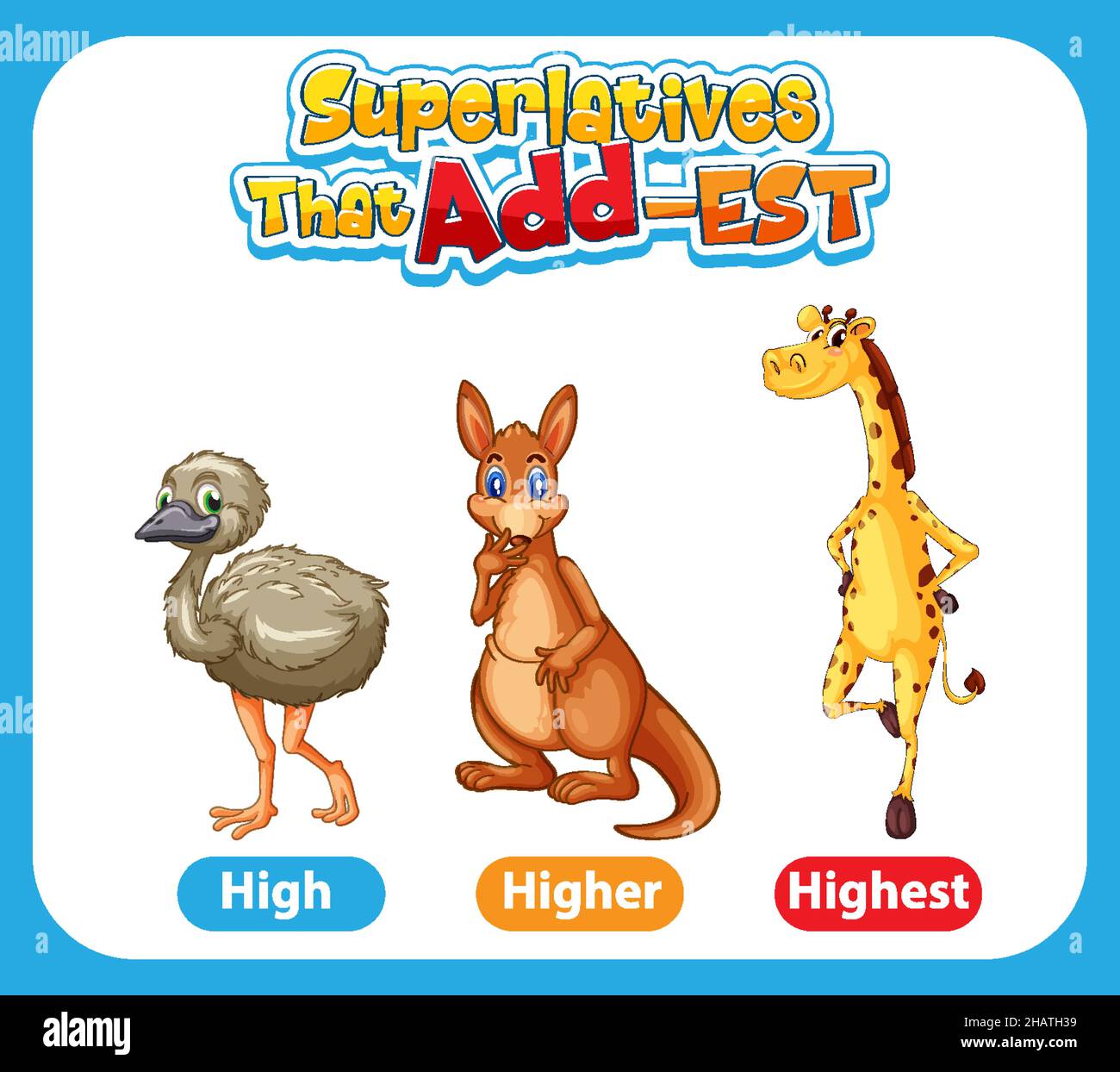 Superlatives Adjectives for word high illustration Stock Vector Image ...