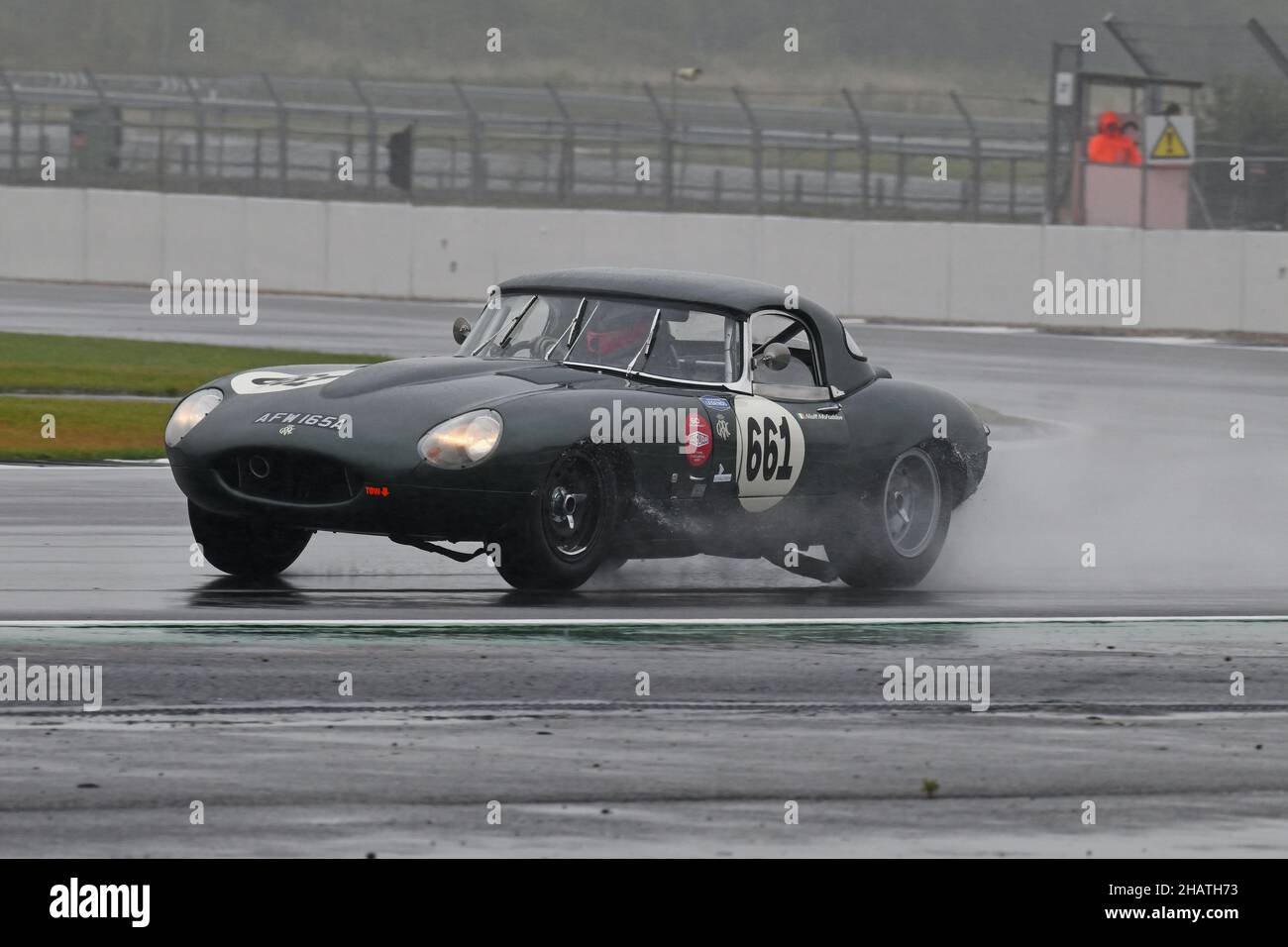 Rain and spray at Stowe, Niall McFadden, Sam Hancock, Jaguar E-Type ...