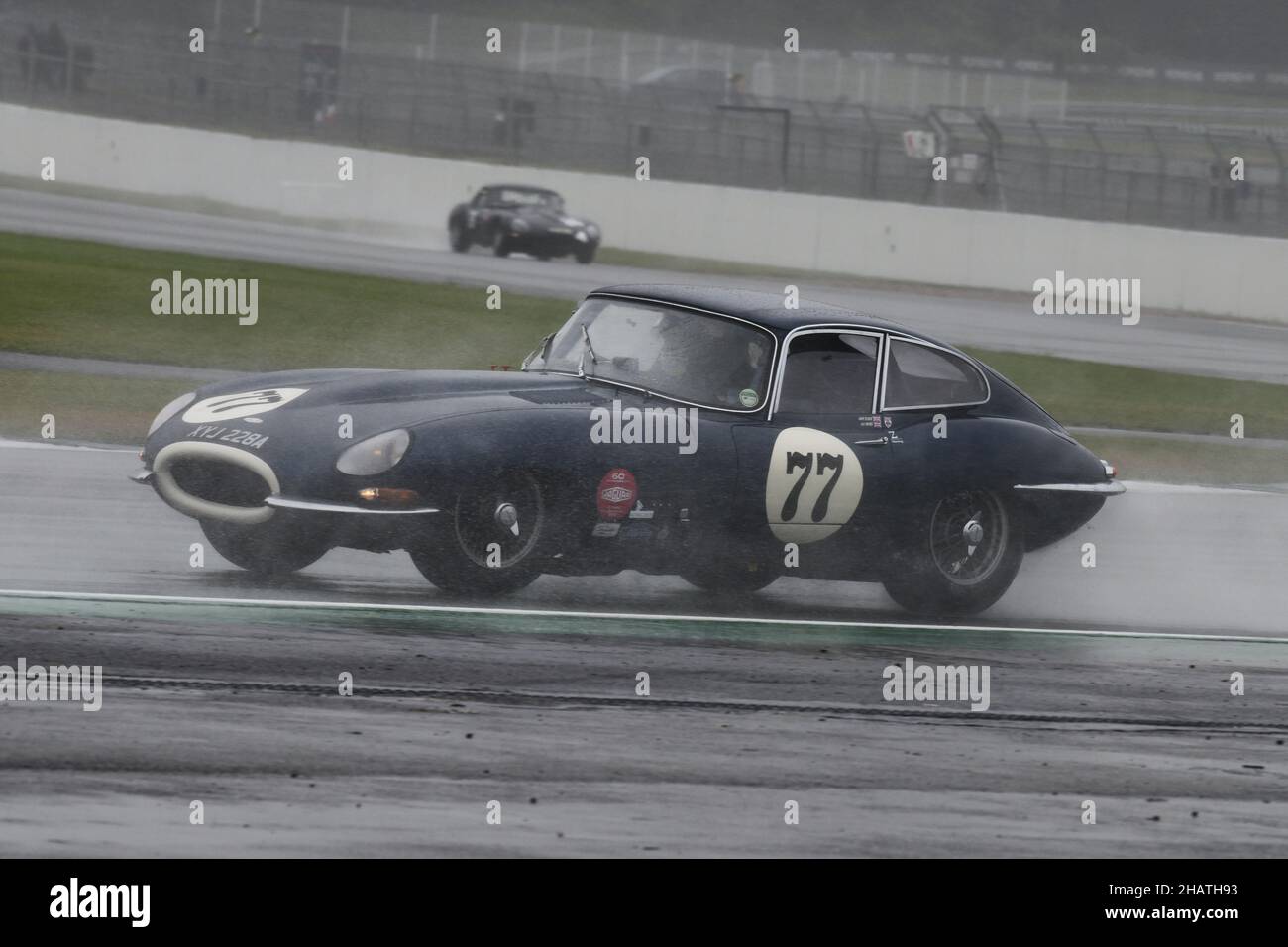 Rain and spray at Stowe, Oli Webb, Guy Ziser, Jaguar E-Type FHC, 60th ...