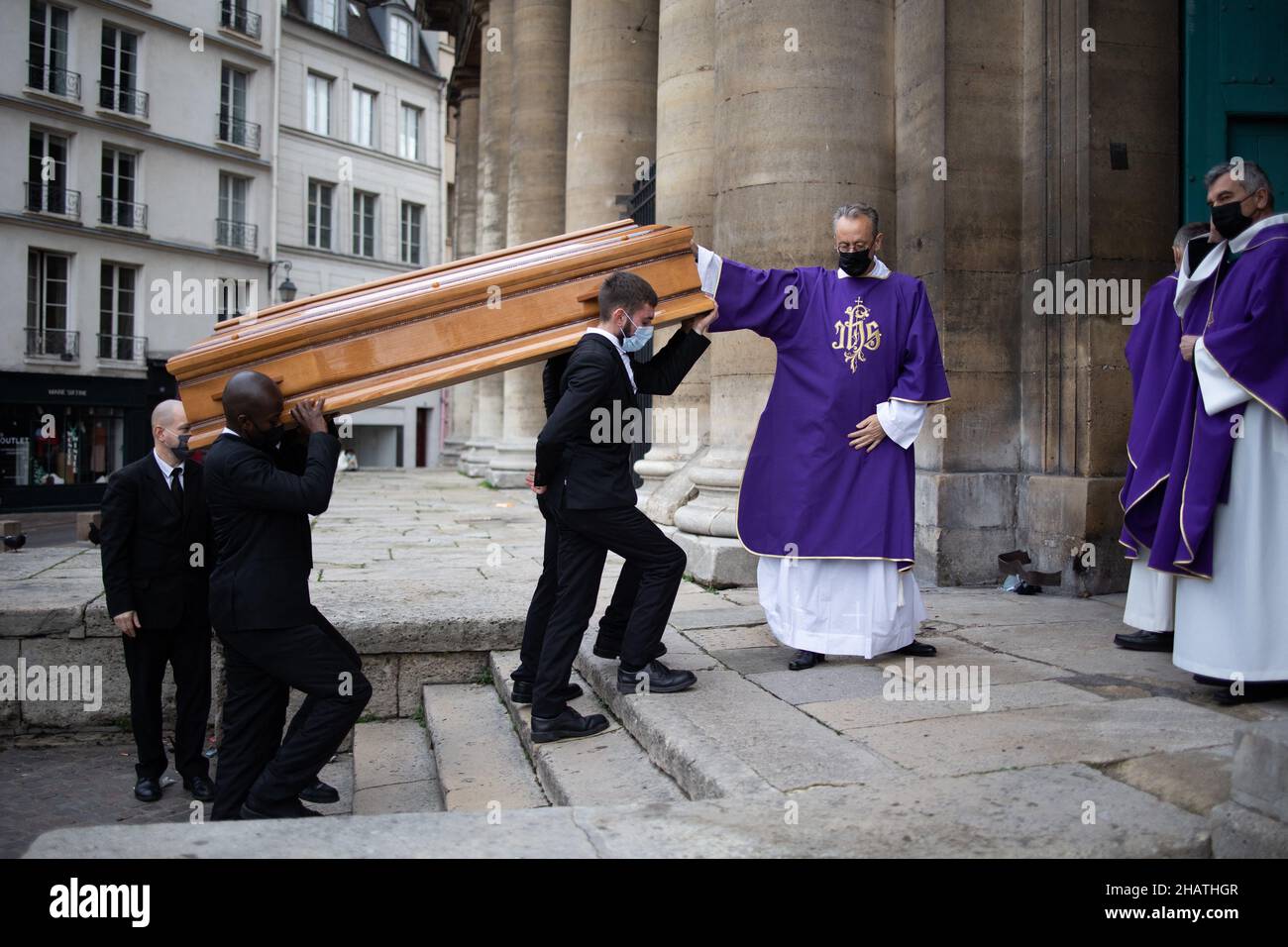 Paris, France, 15/12/2021, The coffin during the funeral of Maryse ...