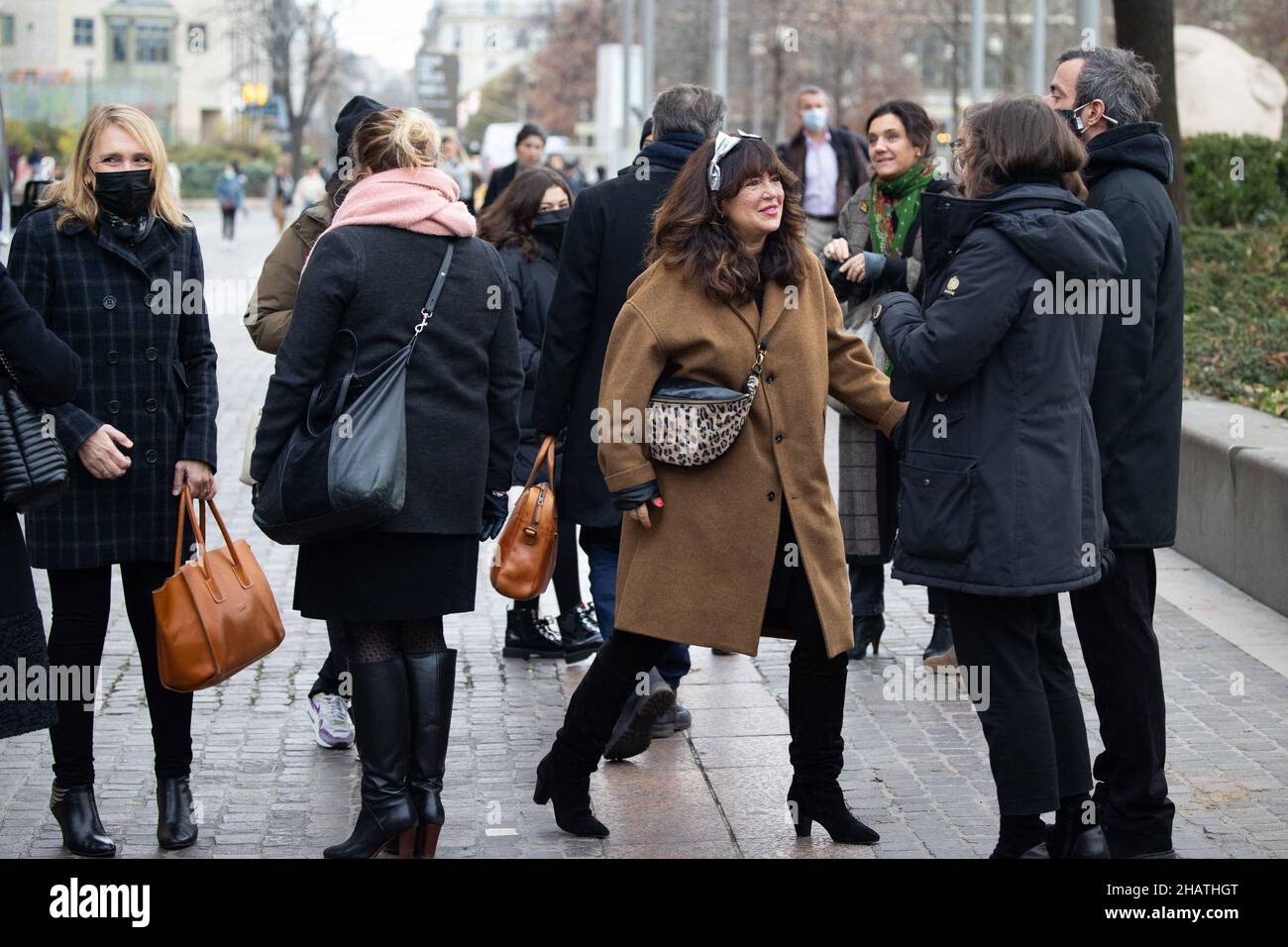 Paris, France, 15/12/2021, Elsa Wolinski and her daugthers during the ...