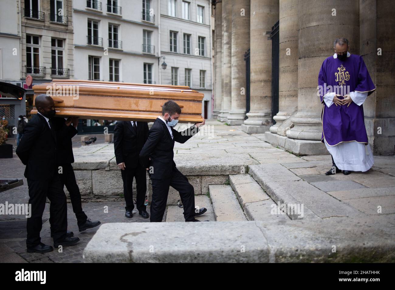 Paris, France, 15/12/2021, The coffin during the funeral of Maryse ...