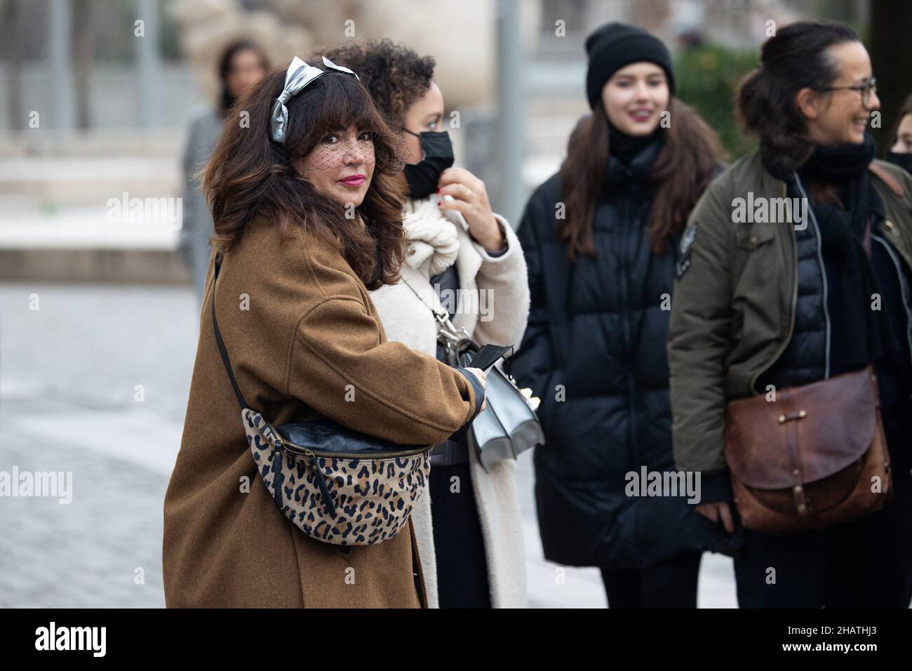 Paris, France, 15/12/2021, Elsa Wolinski and her daugthers during the ...