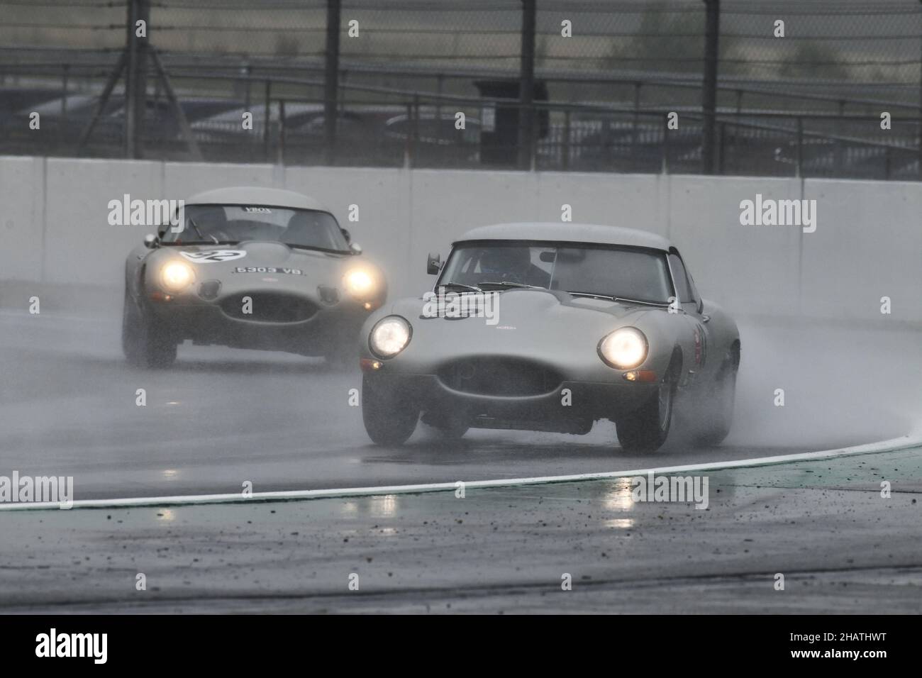 Rain and spray at Stowe, Jon Minshaw, Jaguar E-Type, 60th Anniversary E ...