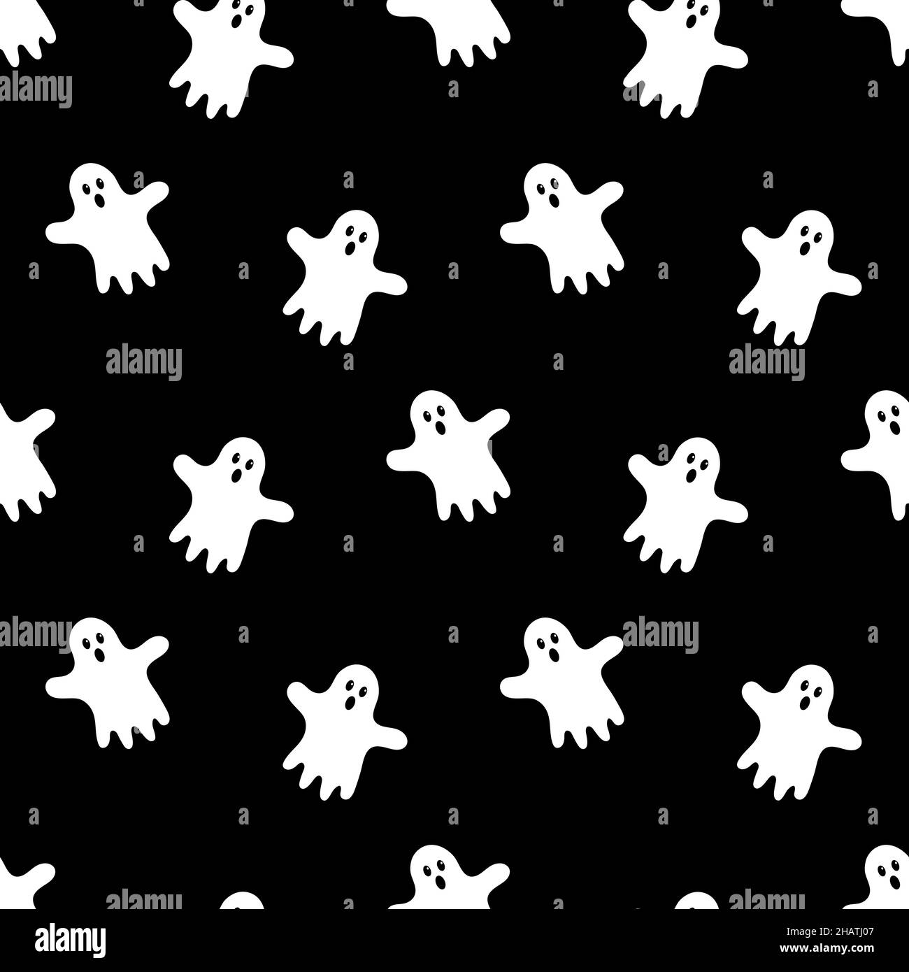 Seamless pattern with cartoon cute ghost. Vector illustration Stock ...