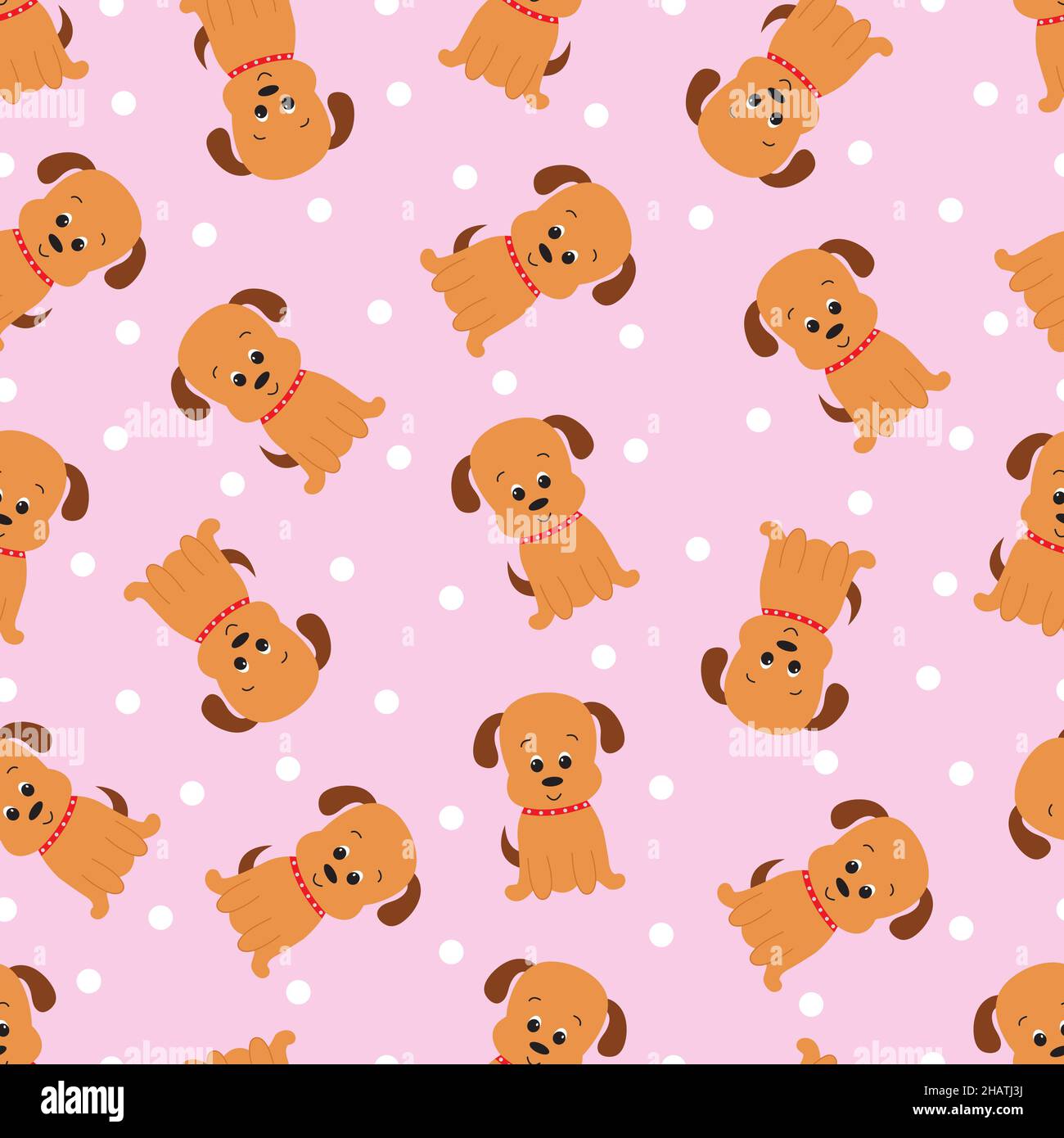 Seamless pattern with cute cartoon dog. Vector illustration Stock ...
