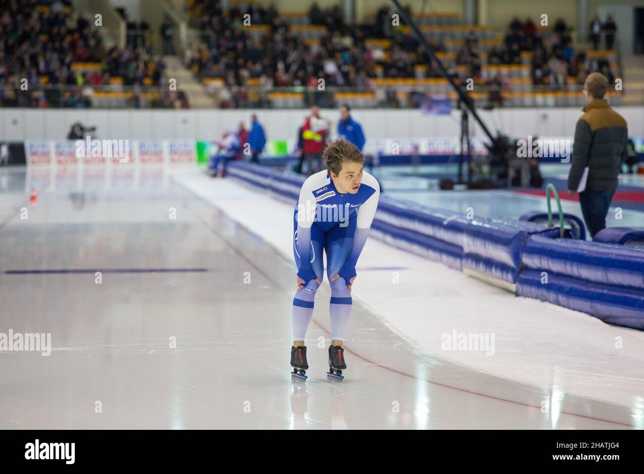 ISU European Speed Skating Championships. Athlete on ice. Classic speed ...