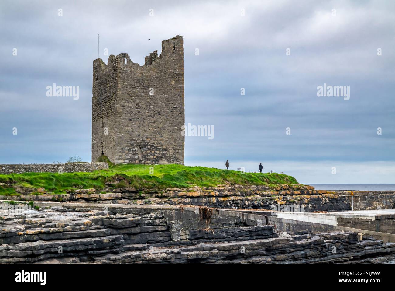 Rossle castle at Easky pier in County Sligo - Republic of Ireland Stock ...