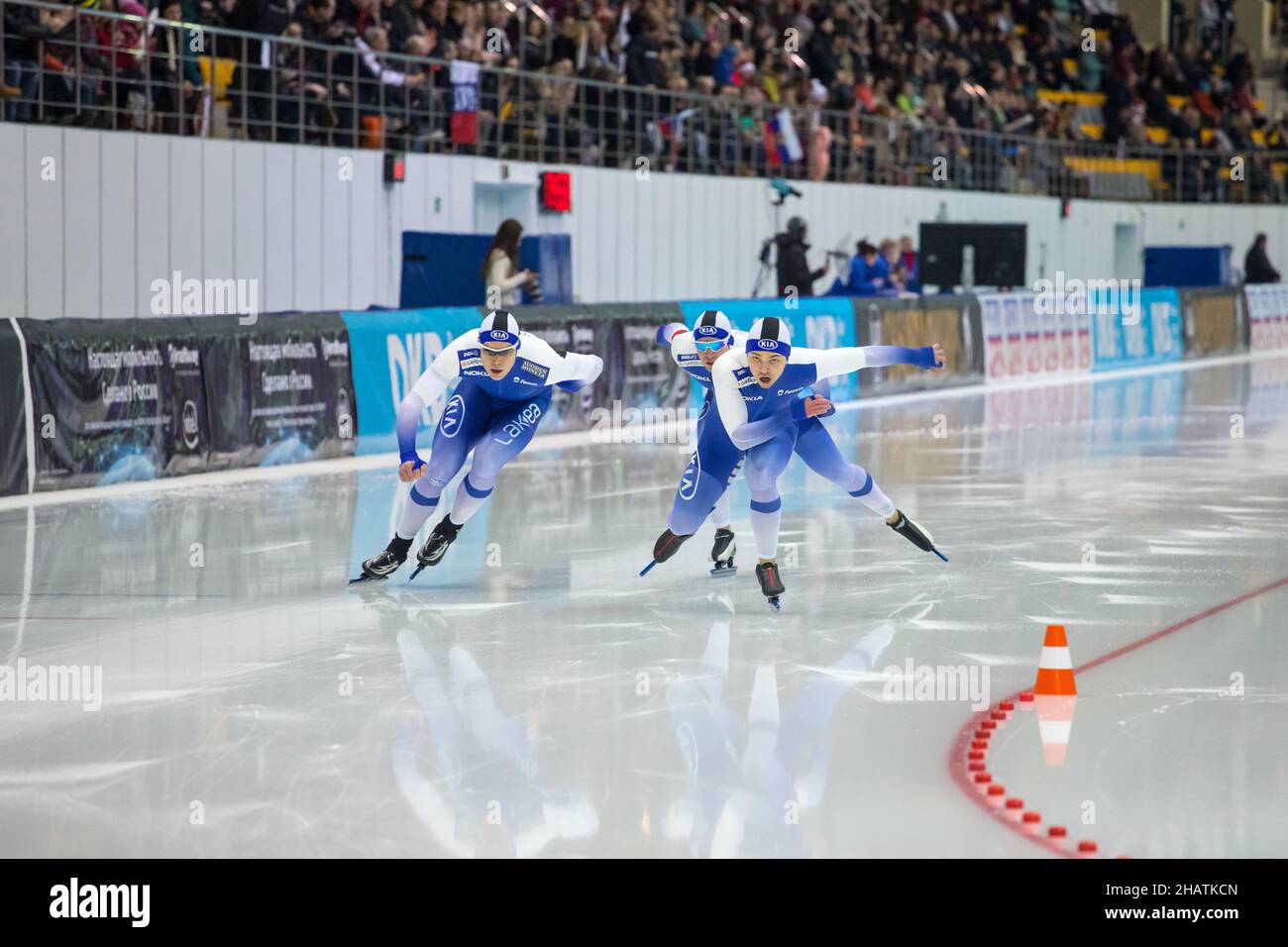 ISU European Speed Skating Championships. Athlete on ice. Classic speed ...
