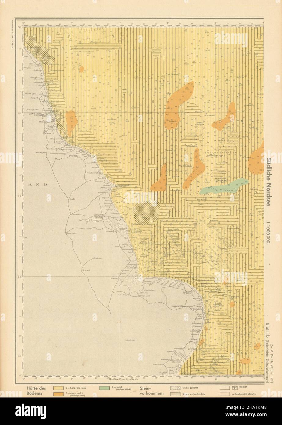 1b. Southern North Sea. England east coast. KRIEGSMARINE Nazi map 1940 ...
