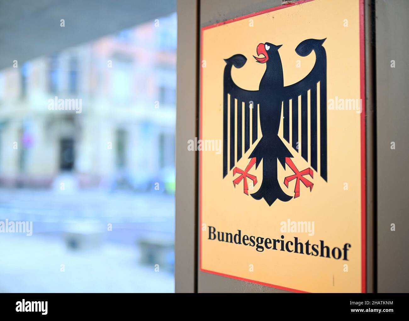 Karlsruhe, Germany. 15th Dec, 2021. A sign with the federal eagle and ...