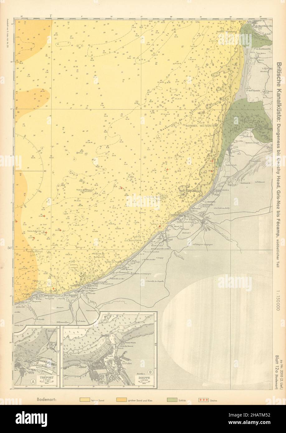 12a. Channel Dieppe Tréport Seine-Maritime Somme KRIEGSMARINE Nazi map ...
