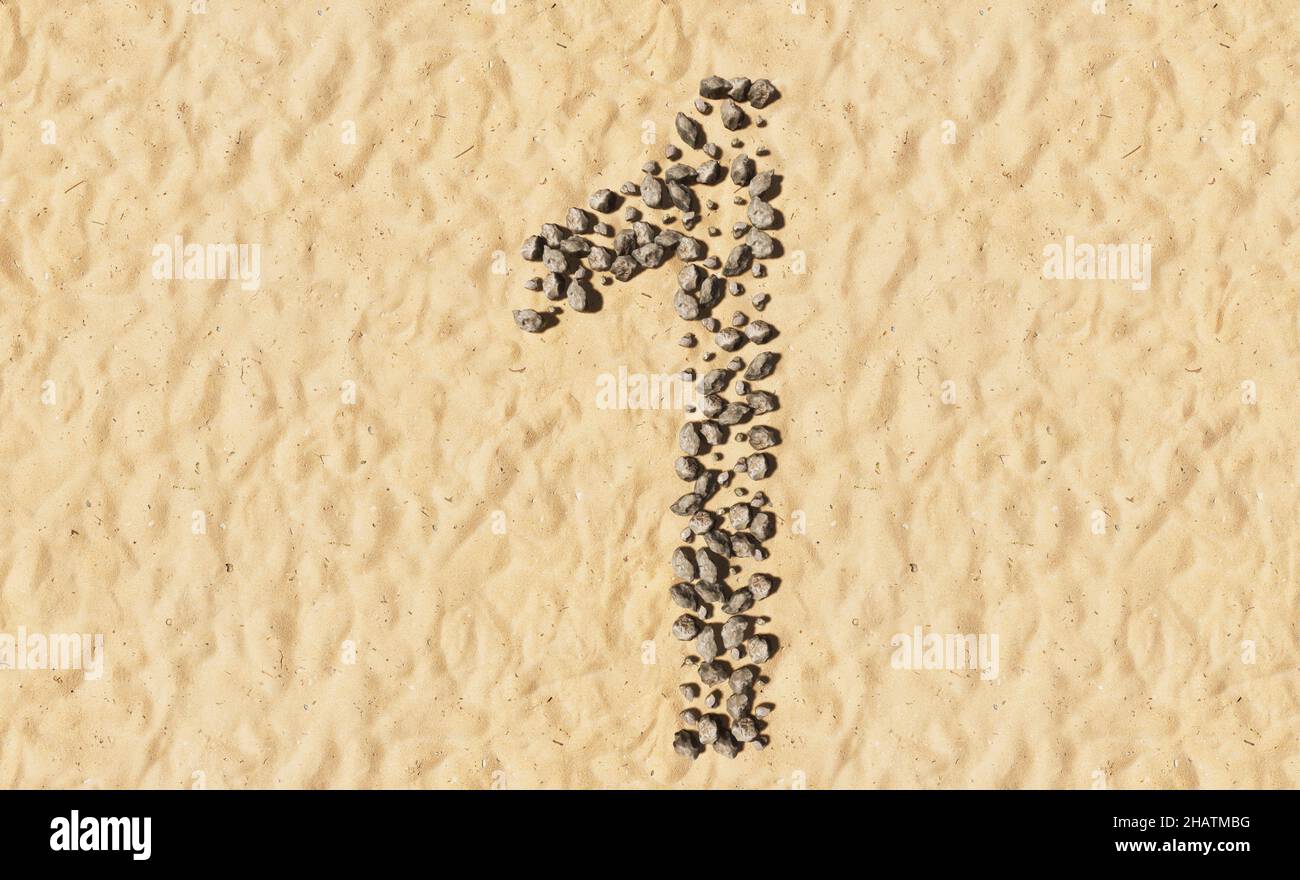 Concept or conceptual stones on beach sand handmade symbol shape ...