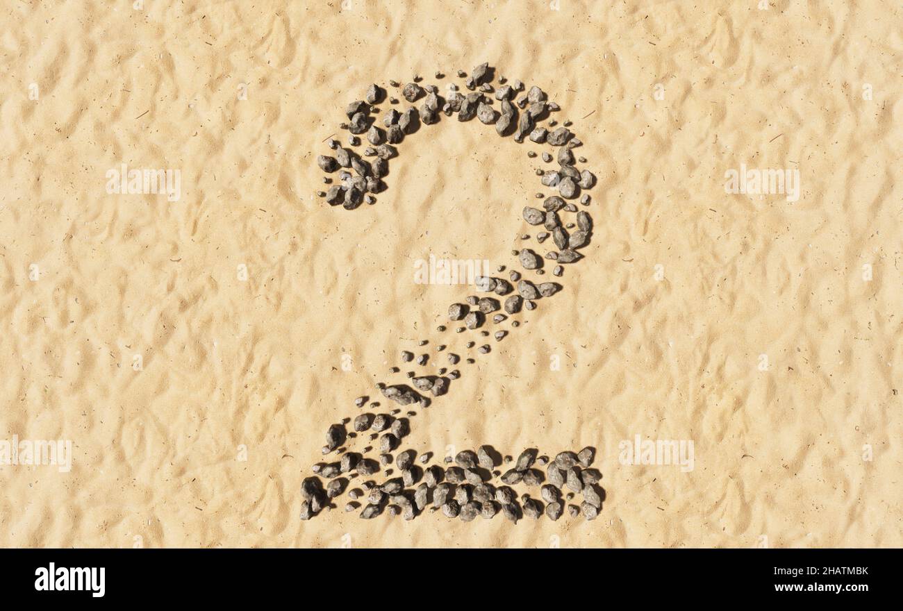 Concept or conceptual stones on beach sand handmade symbol shape ...
