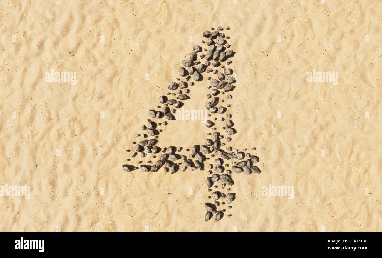 Concept or conceptual stones on beach sand handmade symbol shape ...