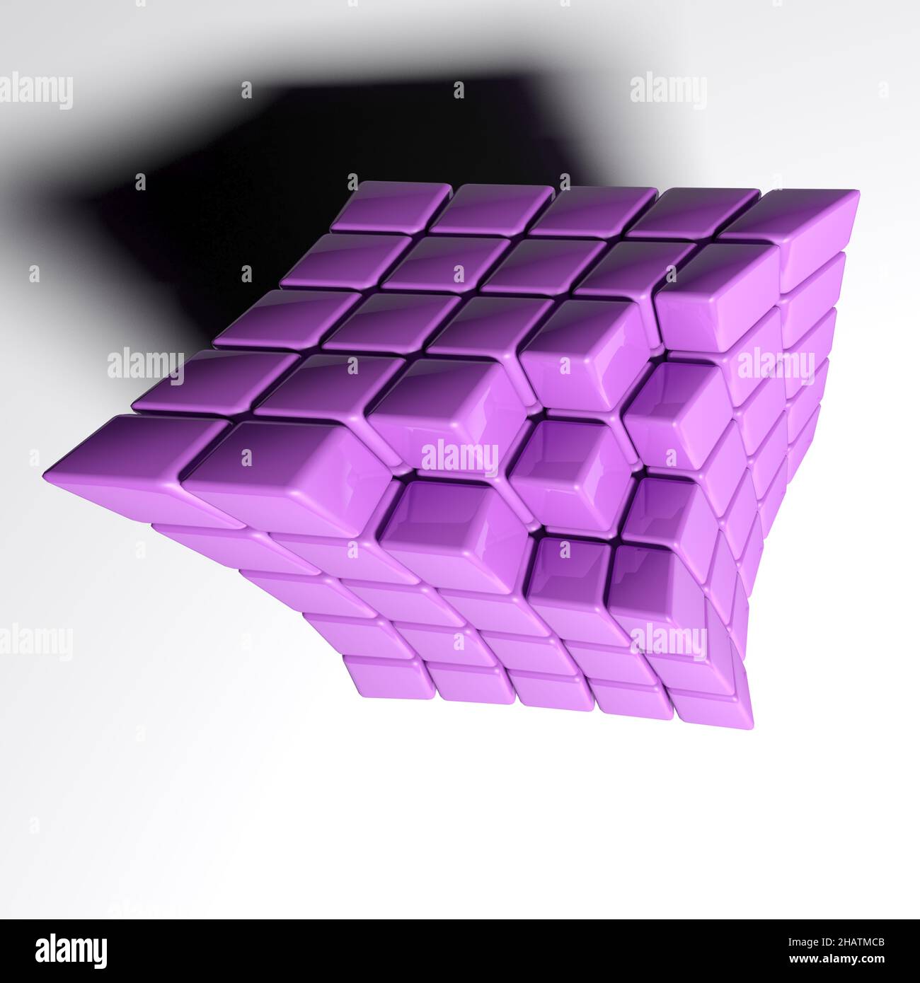 Warped pink cube on white background - 3D rendering illustration Stock ...