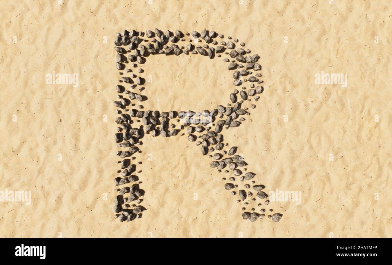 Concept or conceptual stones on beach sand handmade symbol shape ...