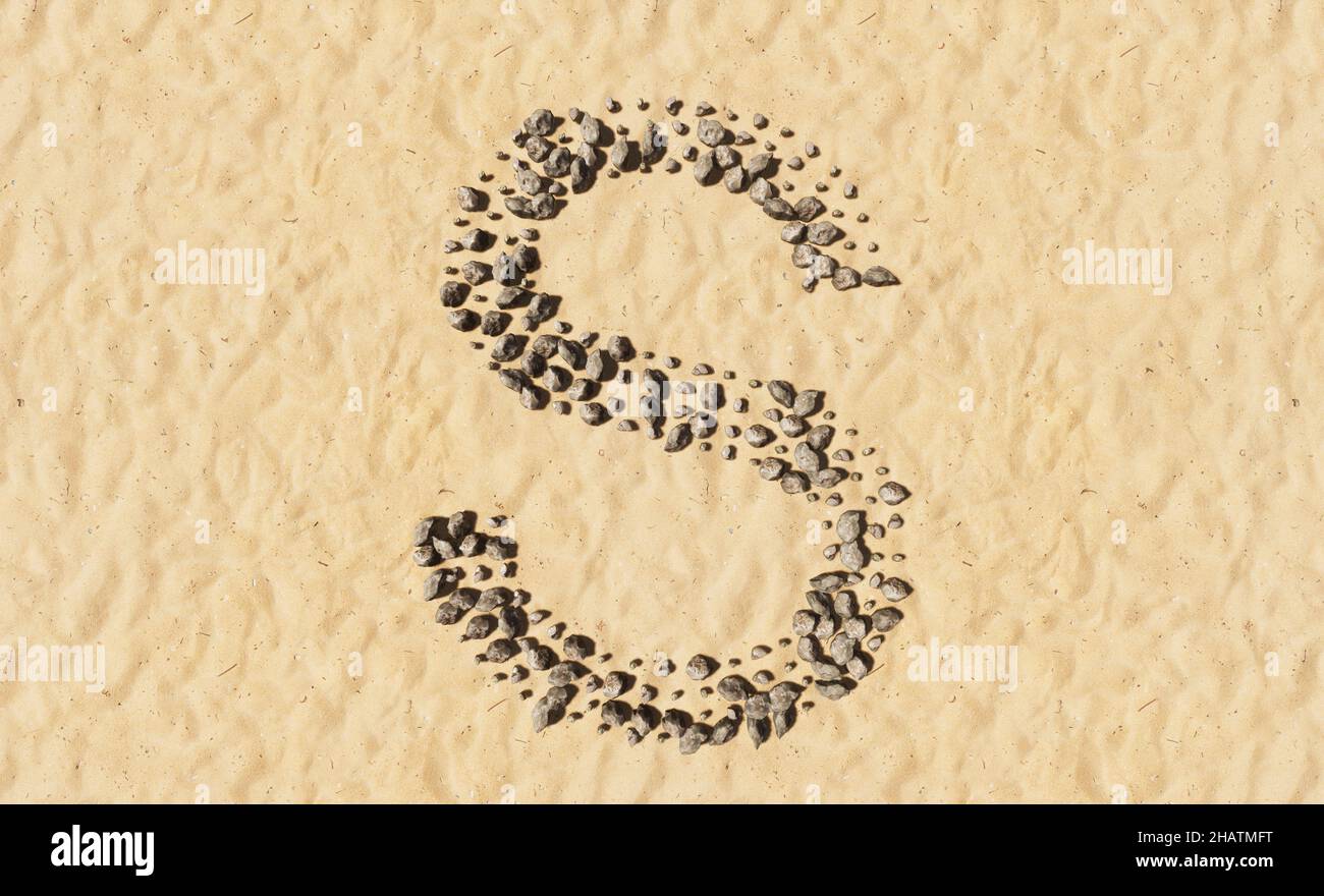 Concept or conceptual stones on beach sand handmade symbol shape ...