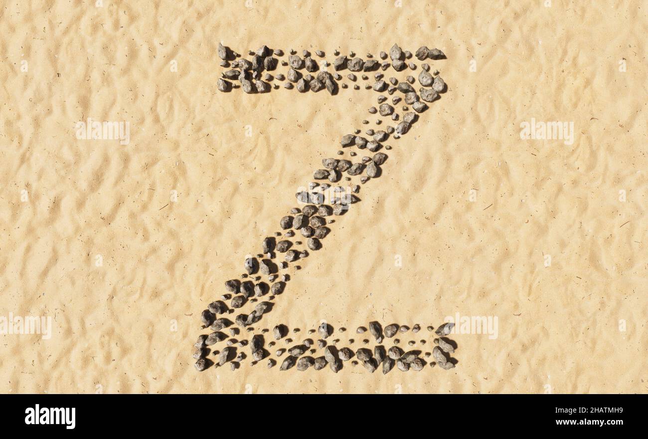 Concept or conceptual stones on beach sand handmade symbol shape ...
