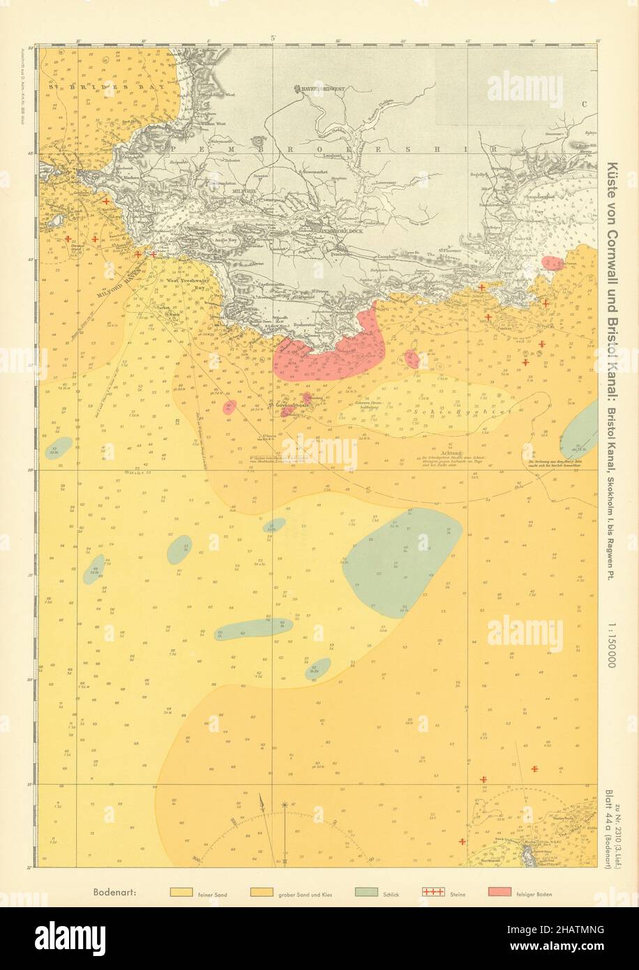 44a. Pembrokeshire coast Milford Haven Tenby KRIEGSMARINE Nazi map 1940 ...