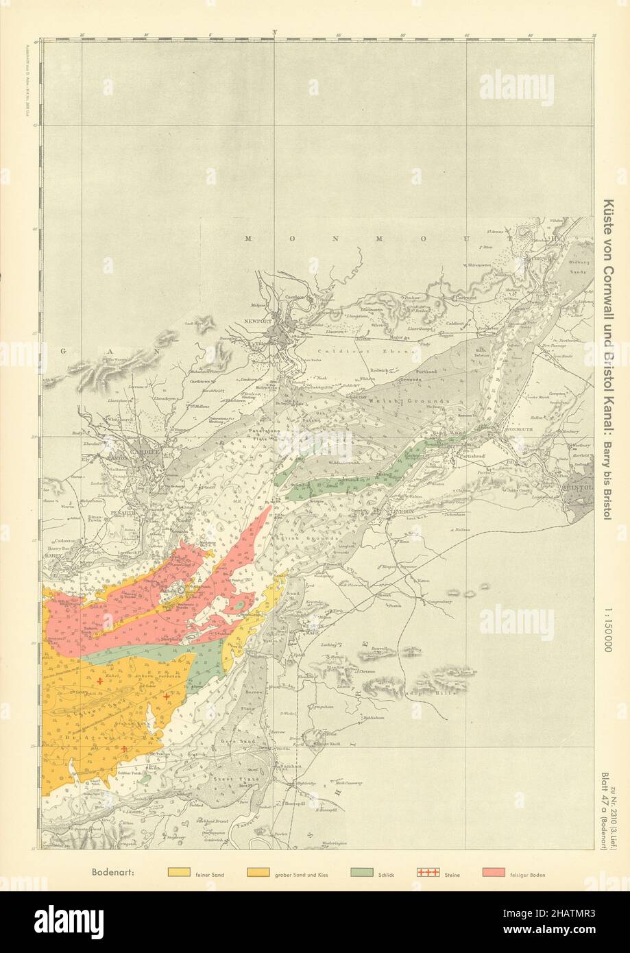 47a. Severn Estuary. Somerset Monmouthshire. KRIEGSMARINE Nazi map 1940 ...